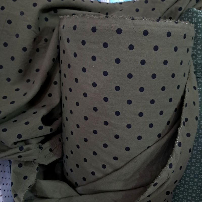 Jual kain katun linen | kain linen motif polkadot | kain linen korea ...