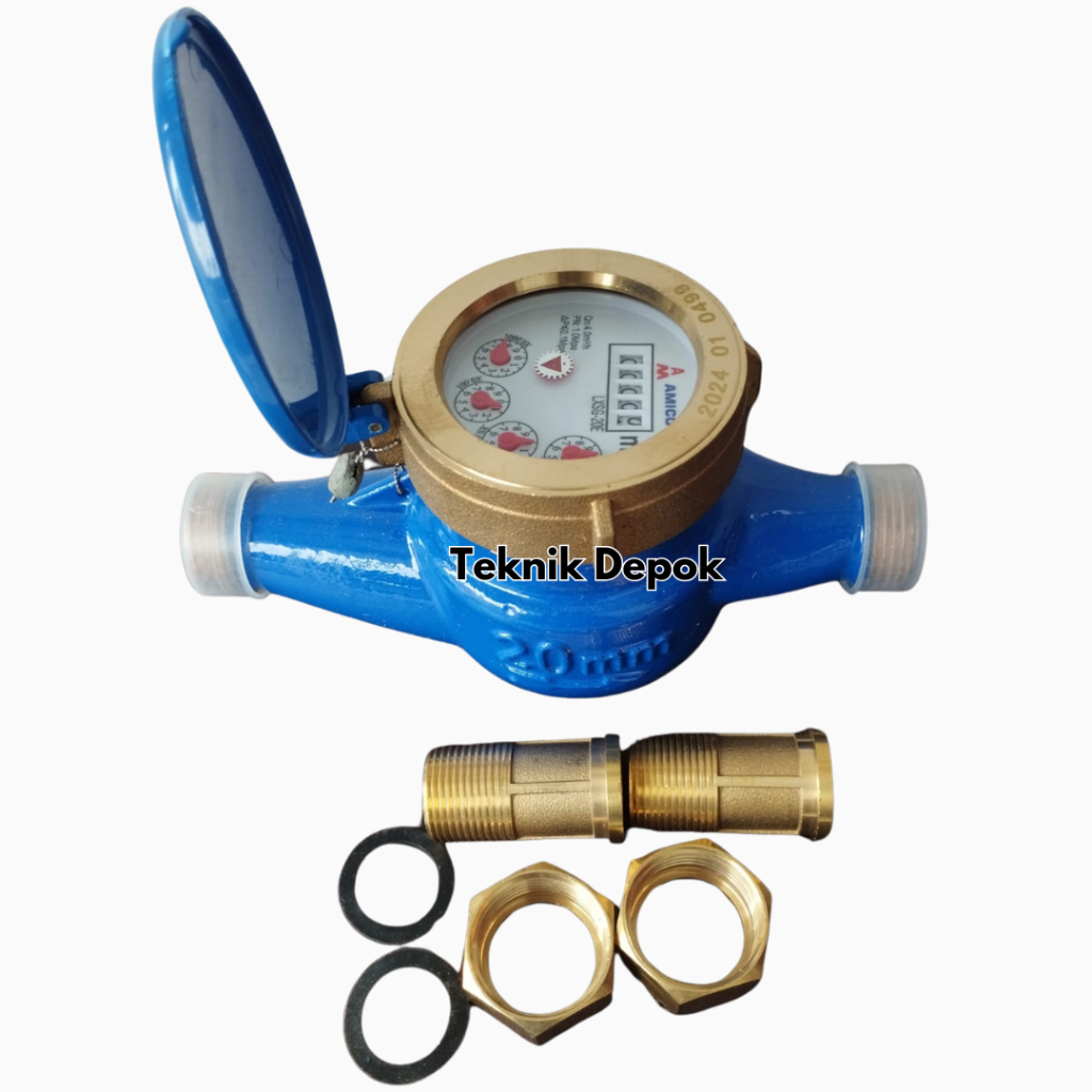 Jual Meteran Air 3/4 inch Water Meter Flow Kuningan 4 Jarum Pengukur ...