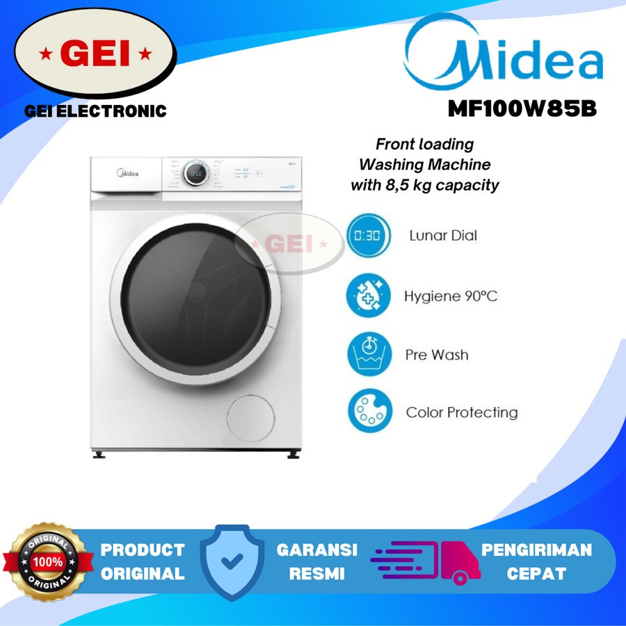 Jual Midea MF100W85B Mesin Cuci Front Loading Kapasitas 8,5 kg Model ...