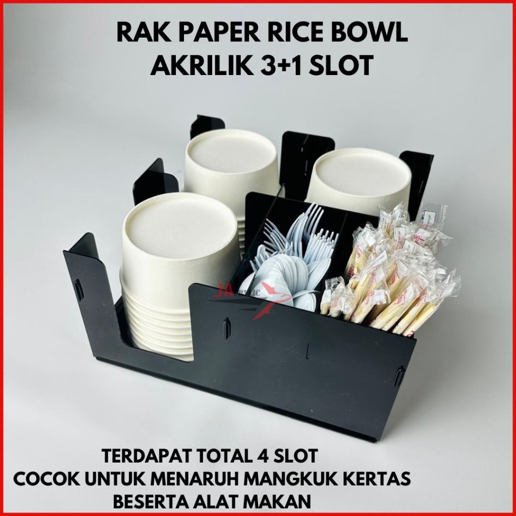Jual RAK ORGANIZER PAPER RICE BOWL 3+1 SLOT / DISPENSER MANGKOK KERTAS ...
