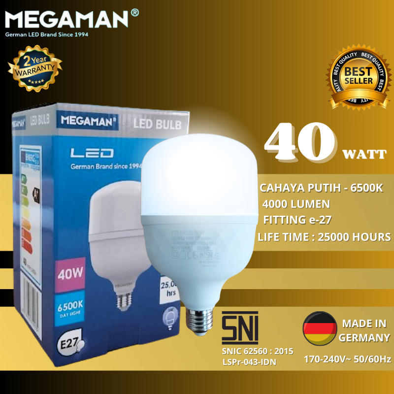 Jual Megaman Lampu Led MEGAMAN LED X Serial T-Bulb 40 Watt 6500K/Putih ...