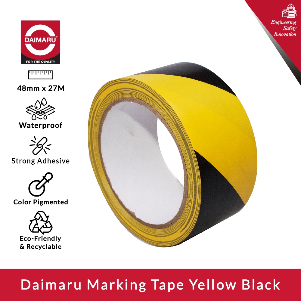 Jual Daimaru Floor Marking Tape PVC Yellow Black Stripe Lakban Penanda ...