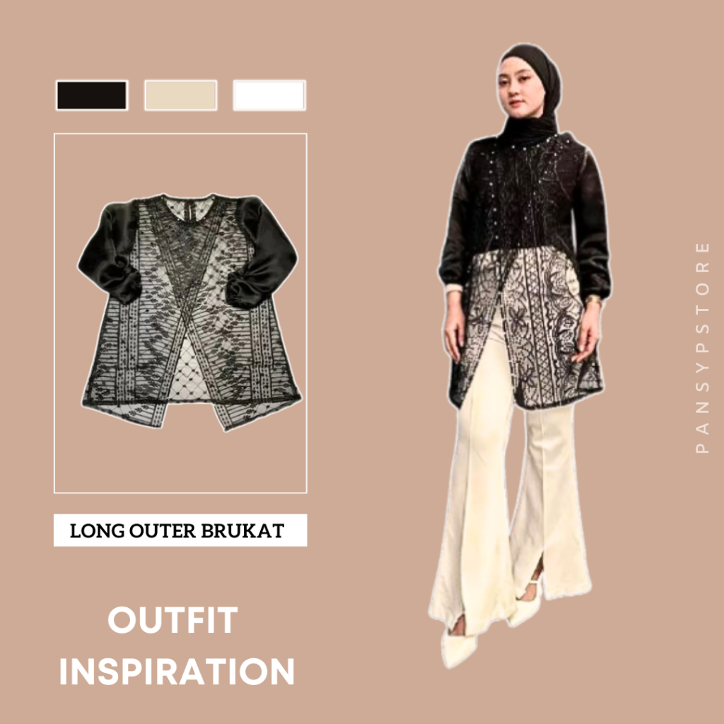 Jual Long Outer Tunik Brukat Payet Ootd Simple But Elegan Kodangan ...