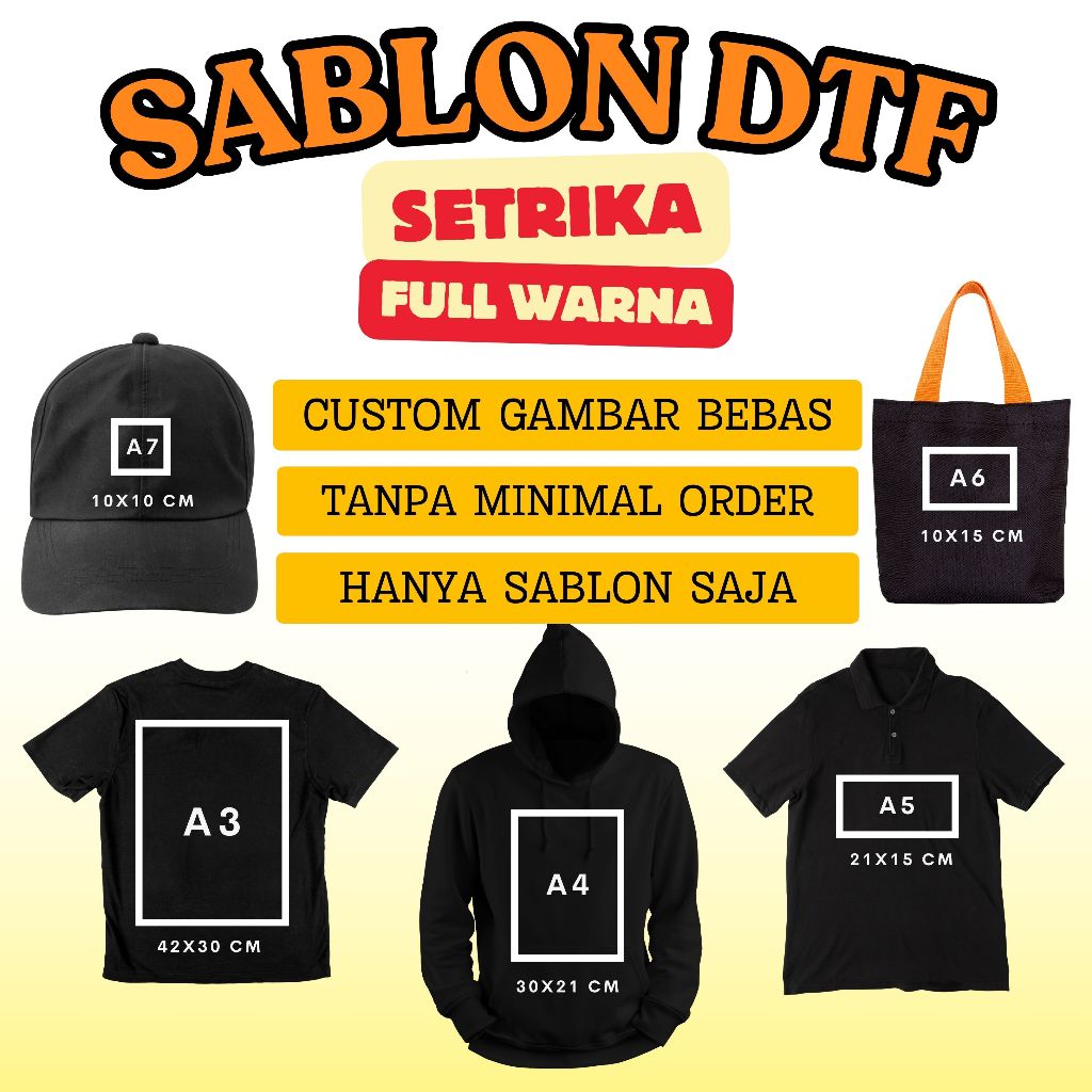 Jual Sablon DTF Satuan Custom Sablon Setrika Siap Press Gambar Bebas ...