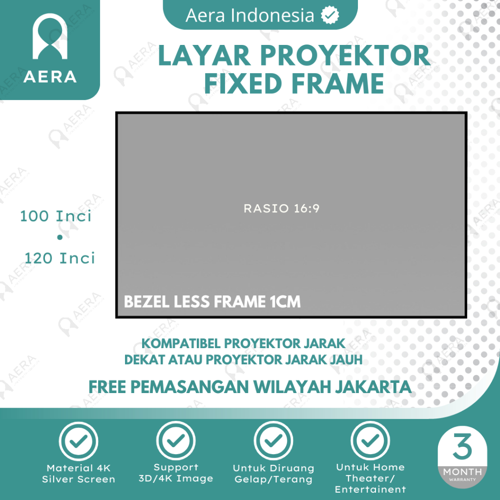 Jual Screen Projector Fixed Frame 100 - 120 Inch | Grey Screen ...