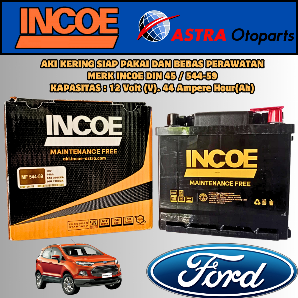 Jual AKI MOBIL FORD ECOSPORT , FORD FIESTA , CHEVROLET SPIN 544-59 / DIN 45 / LN1 INCOE MF AKI ...