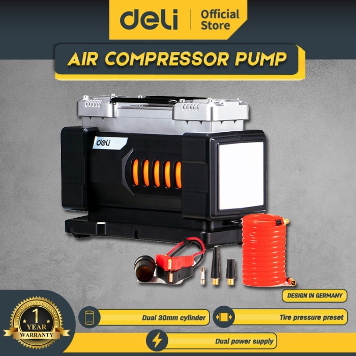 Jual Deli Tools Pompa Angin Elektrik Air Compressor Pump Double ...