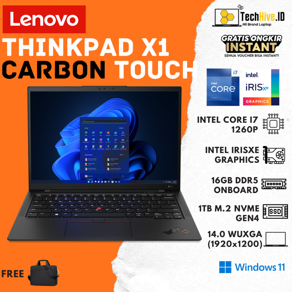 Jual Lenovo Thinkpad X1 Carbon Touch Intel Core i7 1260P 16GB 1TBSSD 14 ...