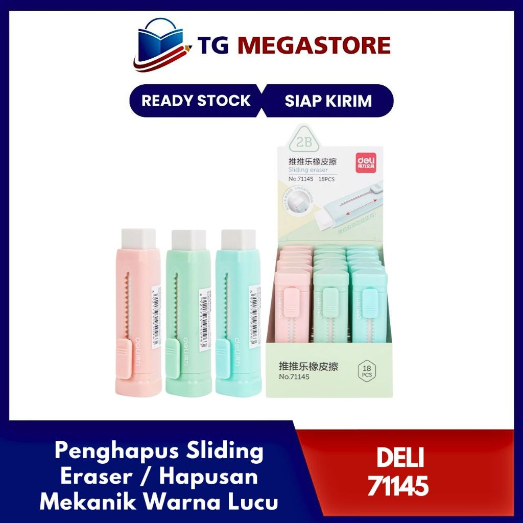 Jual Deli Penghapus Sliding Eraser / Hapusan Mekanik Warna Lucu - 71145 ...