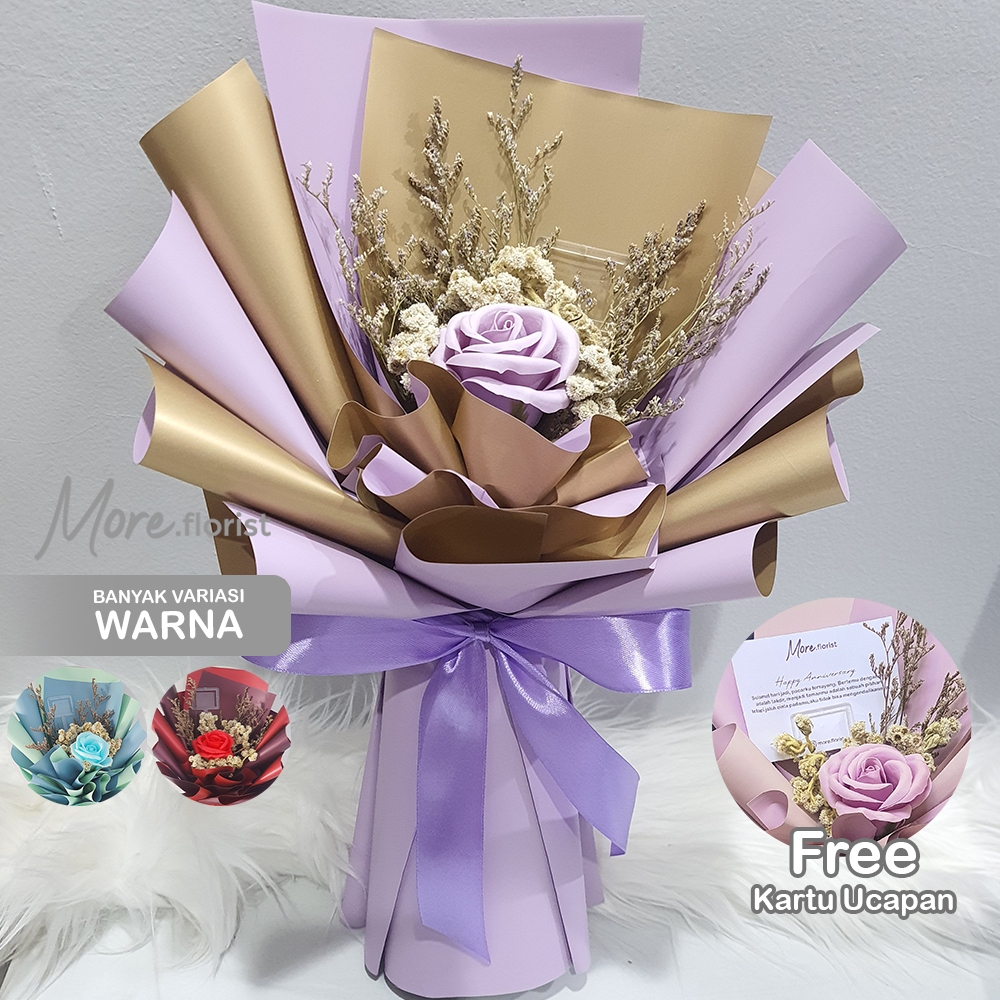 Jual MORE.FLORIST Single Soap Flower + Dried Flower Bouquet / Buket ...