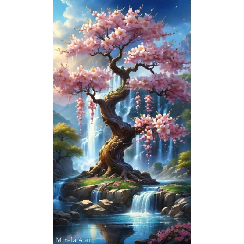 Jual POSTER CETAK, LUKISAN BUNGA SAKURA, hiasan dinding, Lukisan cetak ...