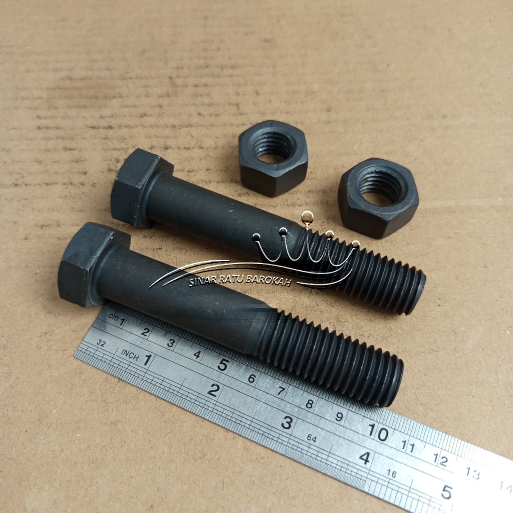 Jual BAUT MUR BAJA M18X100 HALF DRAT PANJANG 10CM KUNCI 27 10 CM BAUD HTB GRADE 8.8 HITAM M18 X ...