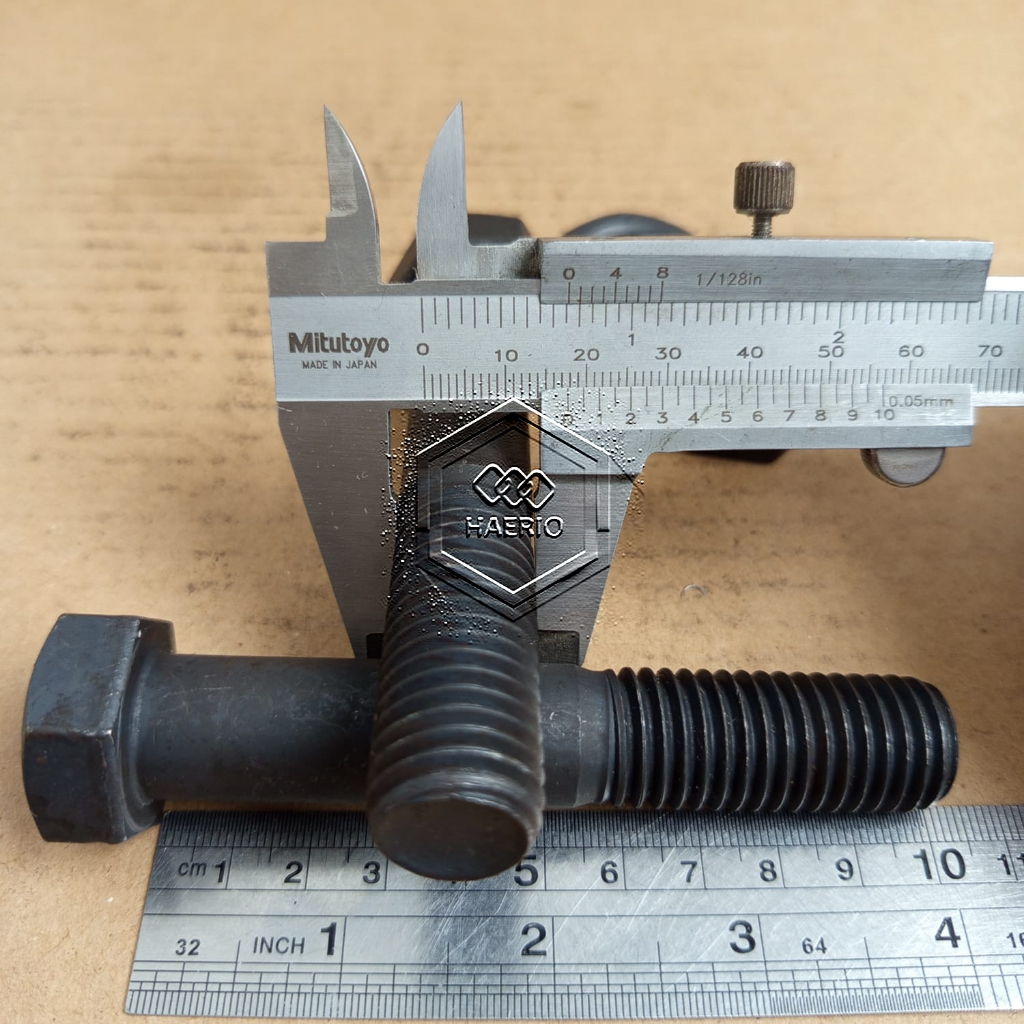 Jual BAUT MUR BAJA M18 X 100 HALF DRAT PANJANG 10CM KUNCI 27 10 CM BAUD HTB GRADE 8.8 HITAM ...