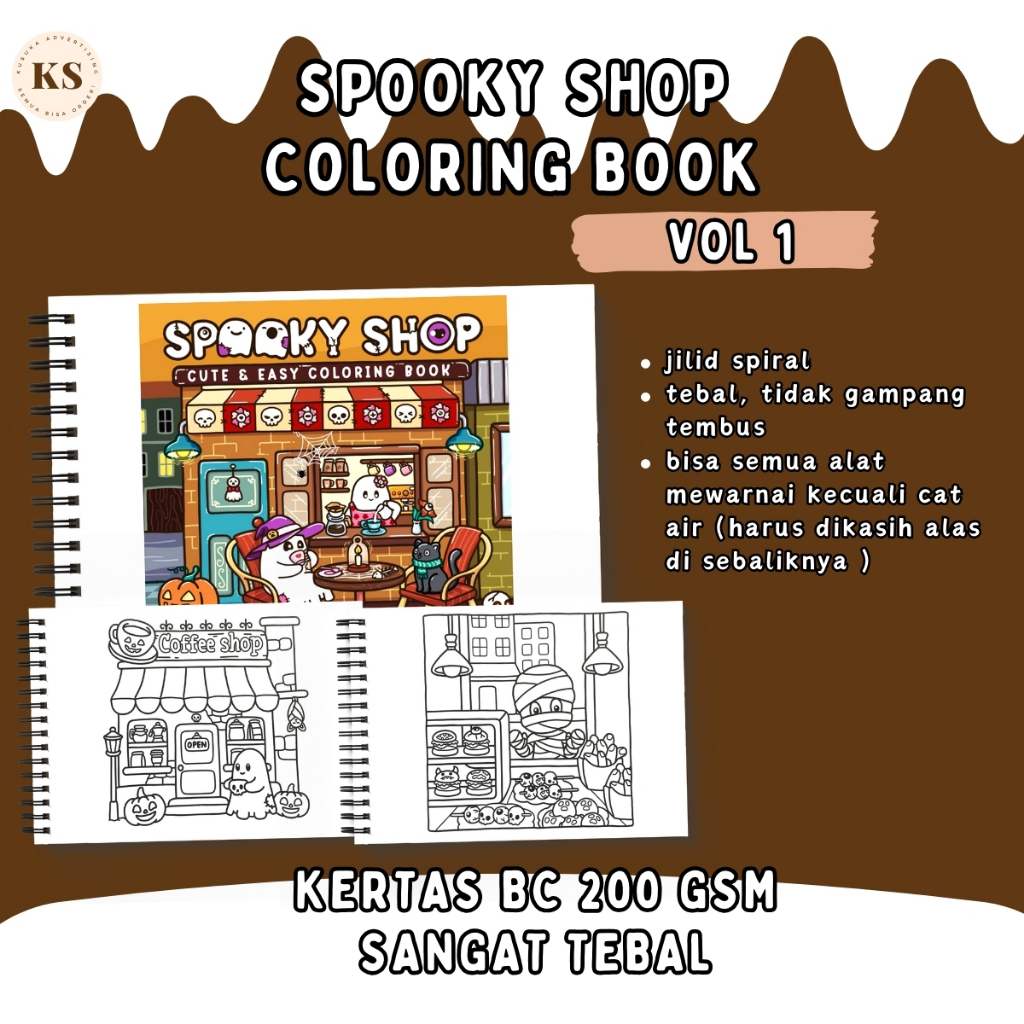 Jual SPOOKY SHOP VOL 1 Coloring Book For Kids And Adults Tema Halloween ...