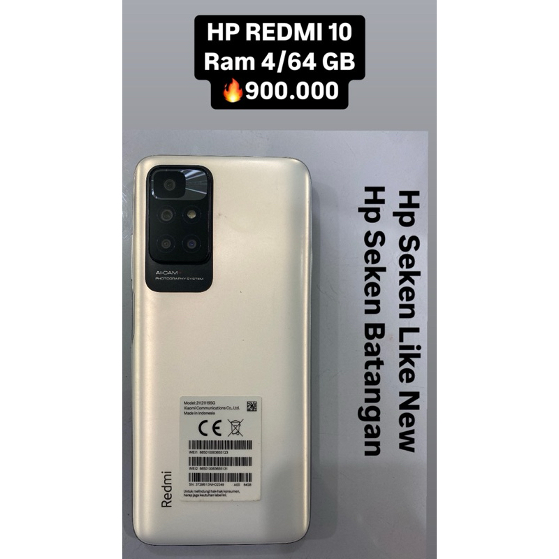 Jual Hp Redmi 10 ( Ram 4/64 GB ) | Shopee Indonesia