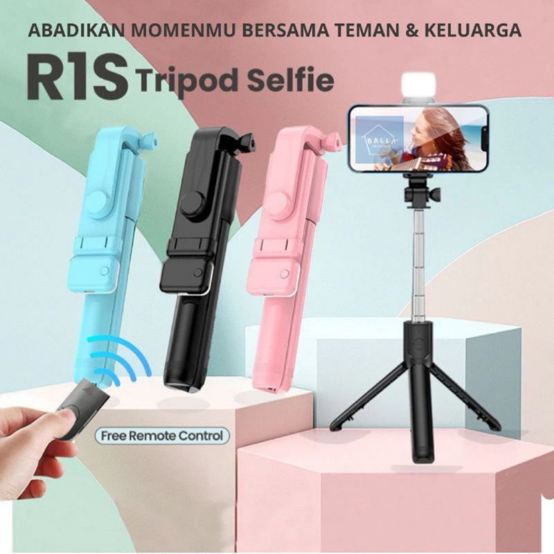 Jual Tongsis Tripod R1S LED Bluetooth Remote Control 4 In 1/Selfie ...