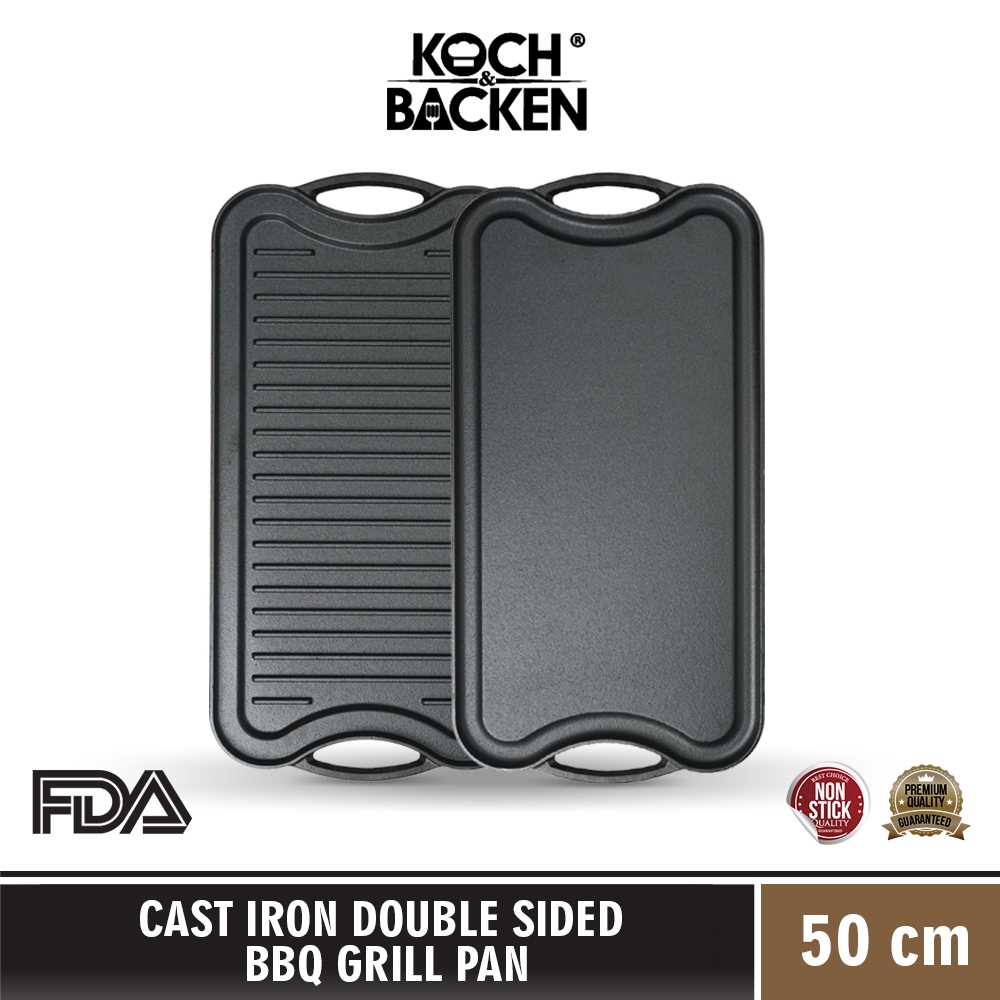 Jual KOCH&BACKEN Double Sided BBQ Cast Iron Grill Pan 50cm - Panggangan ...