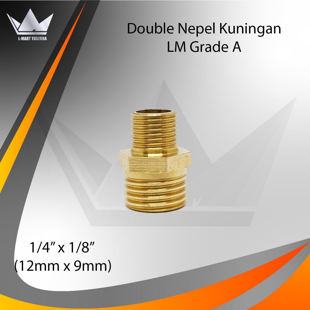 Jual Double Nepel Kuningan 1/4" x 1/8" - LM Grade A (12mm x 9mm ...