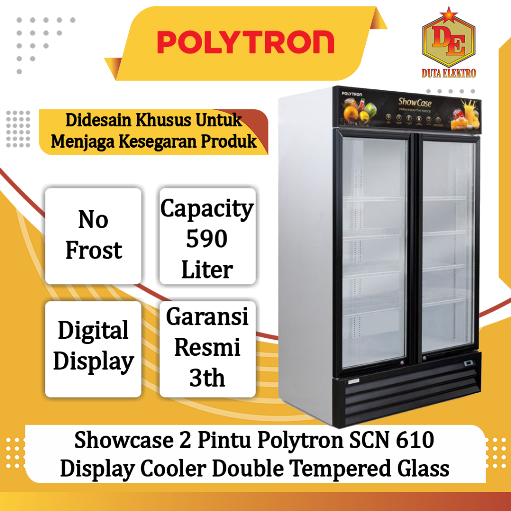Jual Showcase 2 Pintu Polytron SCN 610 Display Cooler Double Tempered ...