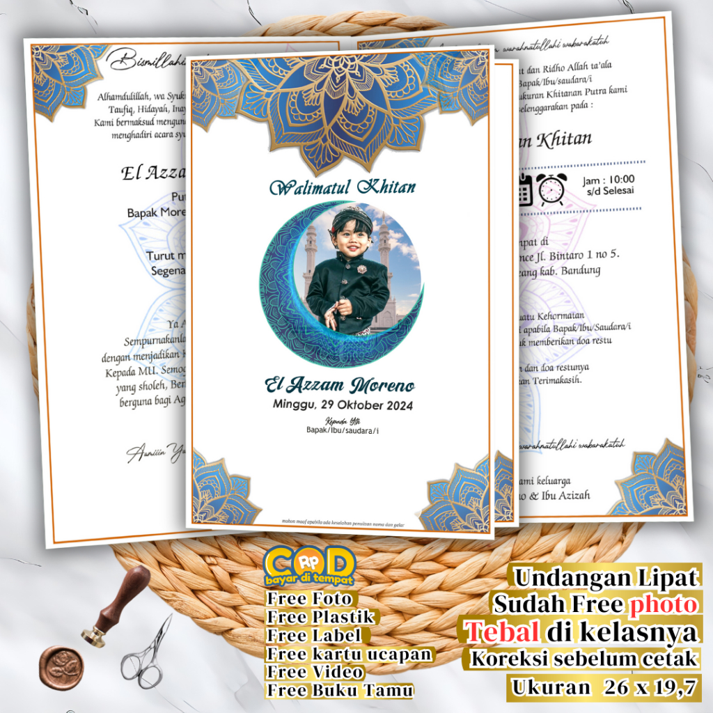 Jual undangan sunatan khitanan harga murah unik proses cepat minimal order 50 pcs kode LQ ...