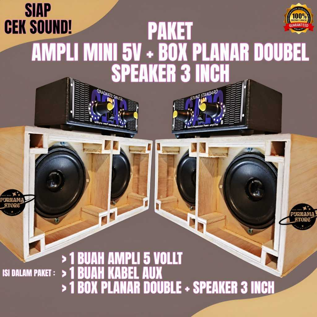 Jual paket power ampli mini 5v + box planar doubel speaker 3 inch ...
