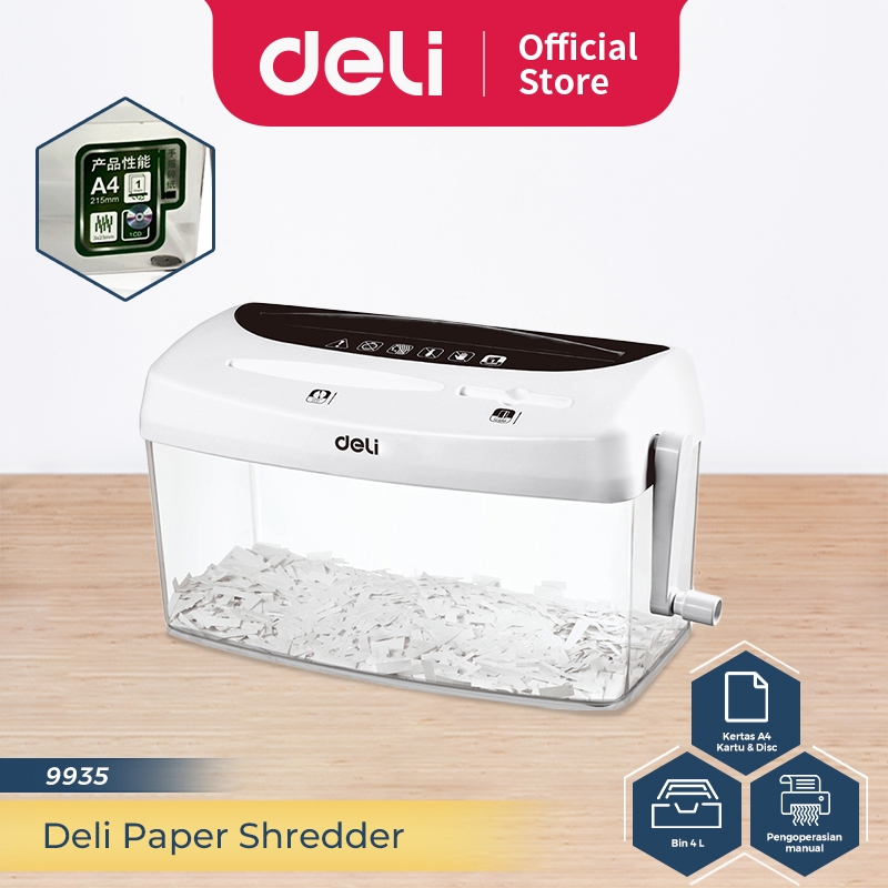 Jual Deli Paper Shredder Penghancur Kertas Manual A4 Kapasitas 1 Lembar ...