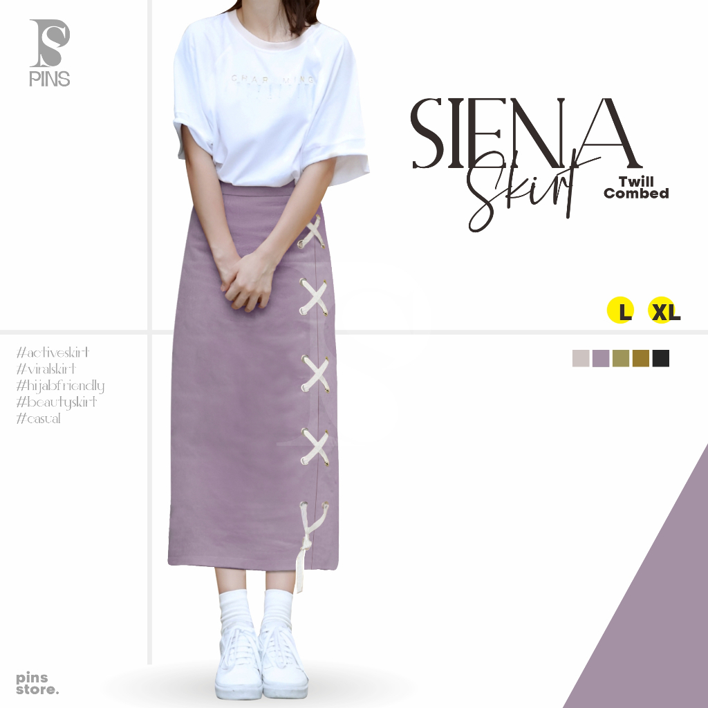 Jual PINS Siena Skirt Model Semi A-line Rok Panjang Wanita Bawahan Maxi dan Midi Cotton Twill ...