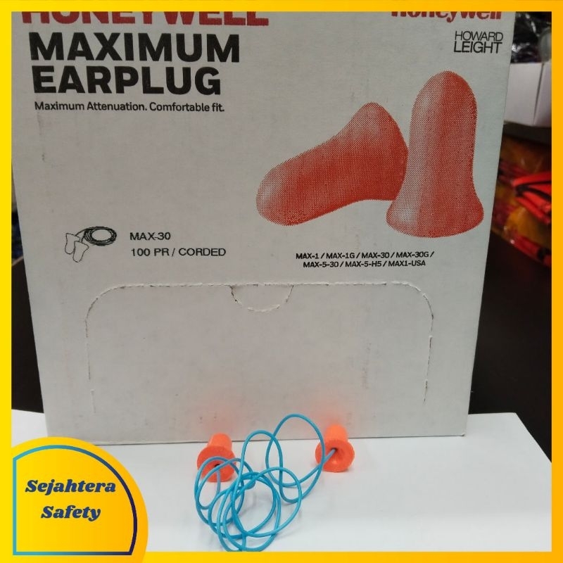 Jual Ear plug Max 30 Howard Leight Corded /Earplug Max30 1 Box (100pcs ...