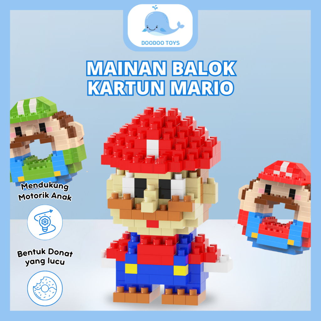 Jual Doodoo Nano Block Super Mario Bros Luigi 3D Model Mainan Balok ...