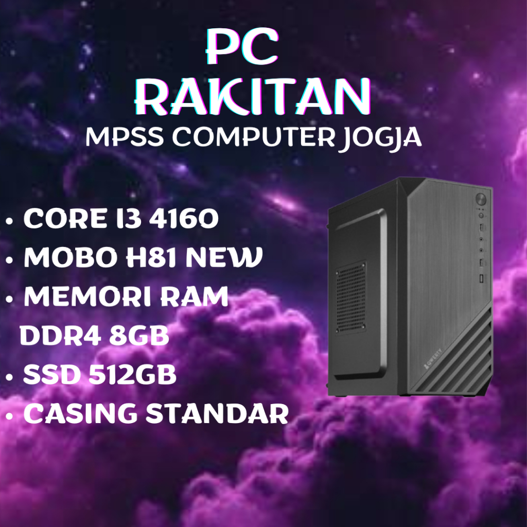 Jual PC Komputer CPU Rakitan Core I3 4160 RAM 8GB SSD 512GB Casing ...