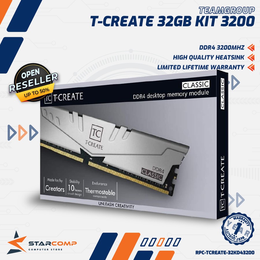 Jual TEAM T-Create Classic 32GB (2x16GB) DDR4 3200 MHz TeamGroup ...