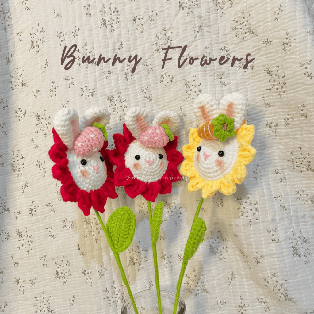 Jual Crochet Flowers Rabbit || Bunga Rajut Kelinci (TANGKAI SAJA ...