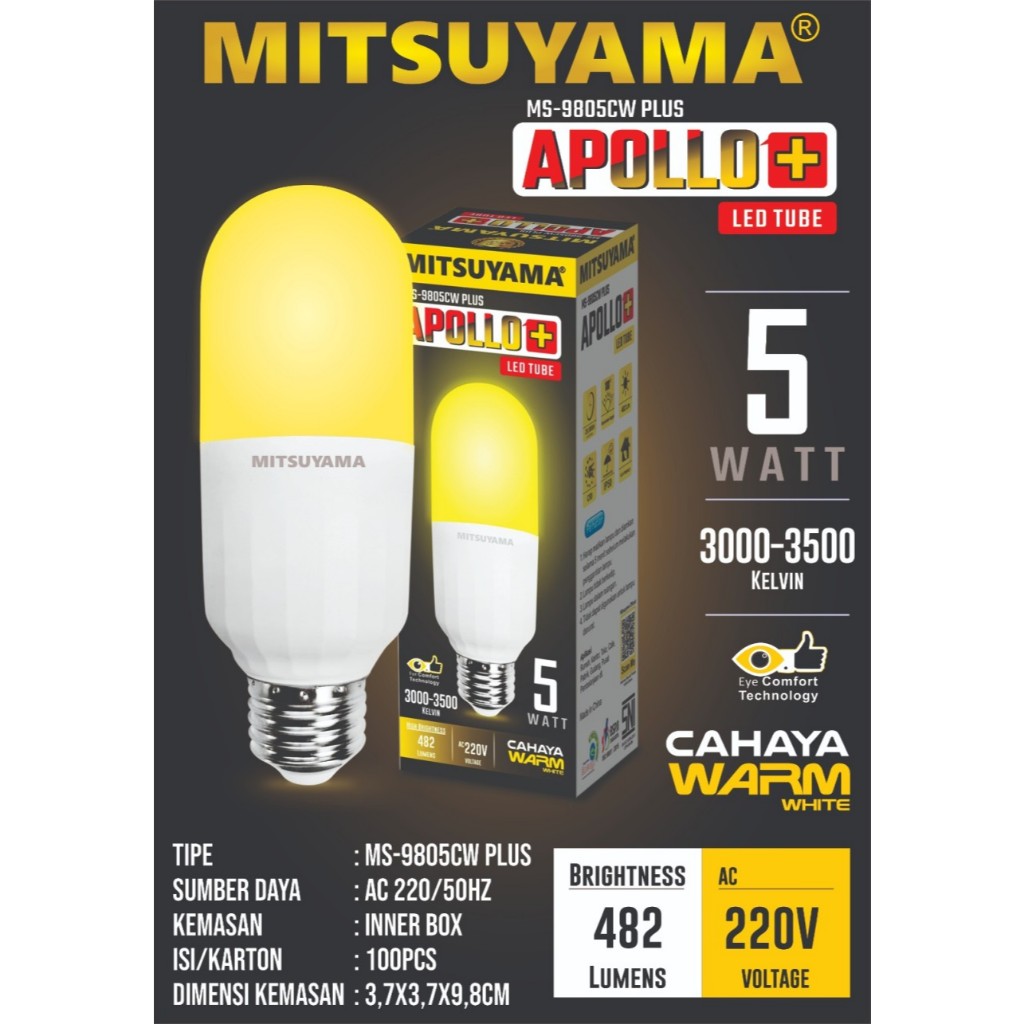 Jual Lampu Led Tube Mitsuyama Apollo Plus Mitsuyama 5-20 Watt MS-98xxCW+ | Shopee Indonesia