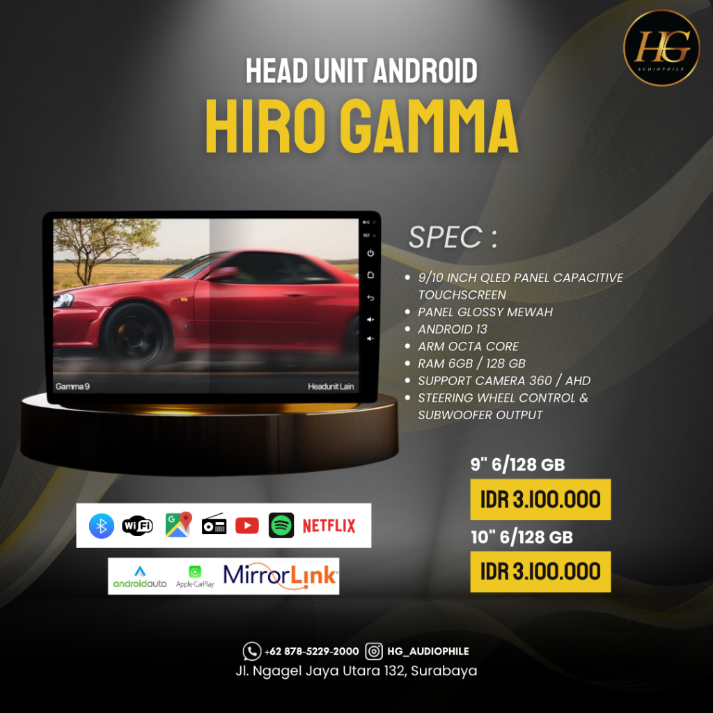 Jual Head Unit Android 9 / 10 inch RAM 6GB Hiro Gamma Support Kamera 360 | Shopee Indonesia