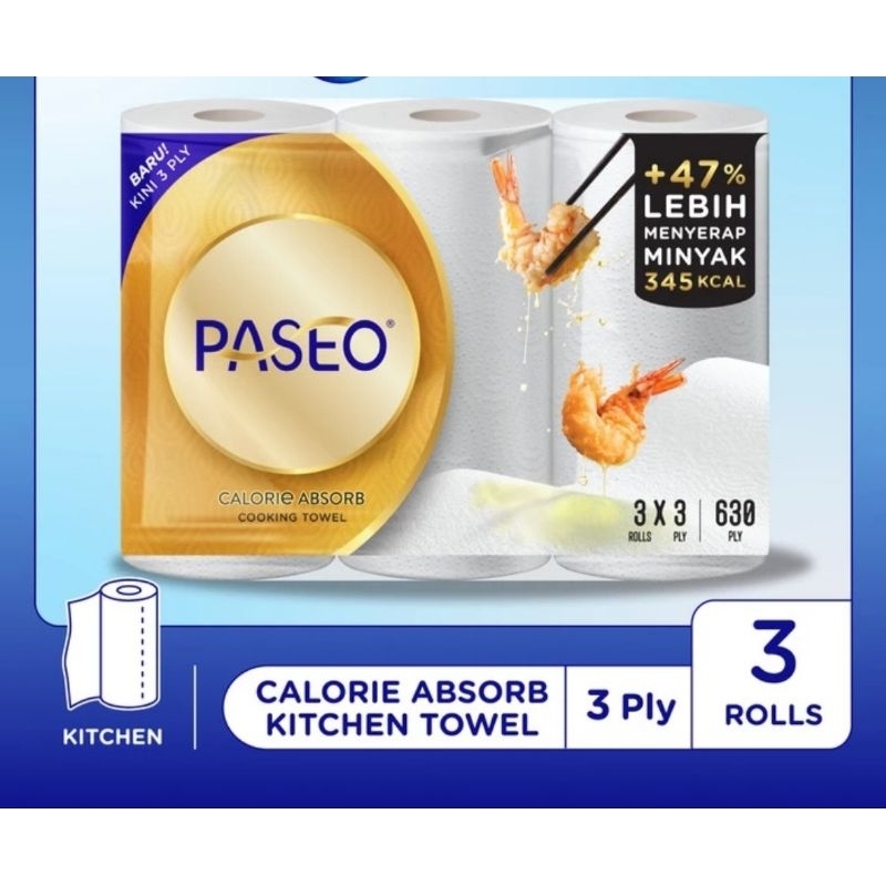 Jual PASEO Calorie Absorb Tisu Dapur Kitchen Towel isi 3 Roll 70s ...