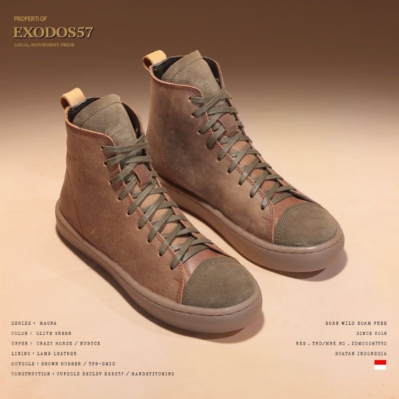 Jual Sepatu Sneakers Kulit Pria Exodos57 - Magna Olive Green | Shopee ...