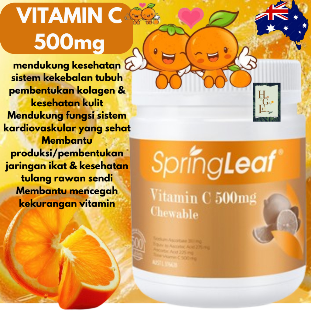 Jual SpringLeaf springleaf Vitamin C 500mg Chewable 500 tablets | Shopee Indonesia