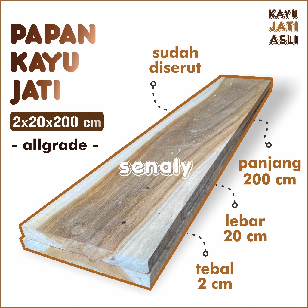 Jual Papan Blabak Lebar Kayu Jati Asli Jawa Ukuran 2x20x200 cm Spek ...