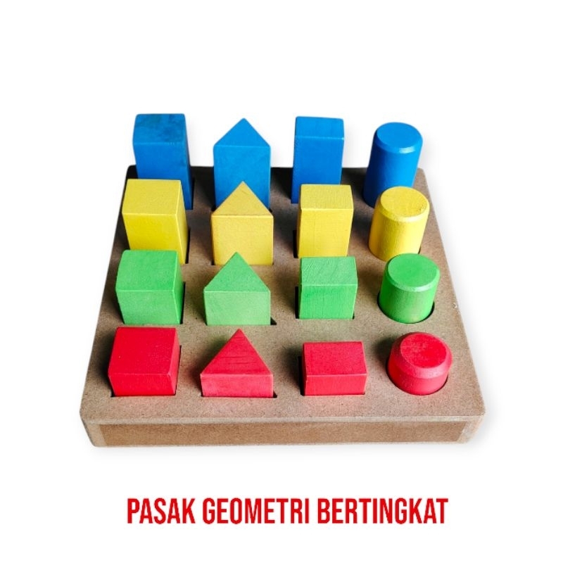 Jual Mainan Edukasi Anak Papan Balok Geometri Bertingkat Bahan Kayu ...