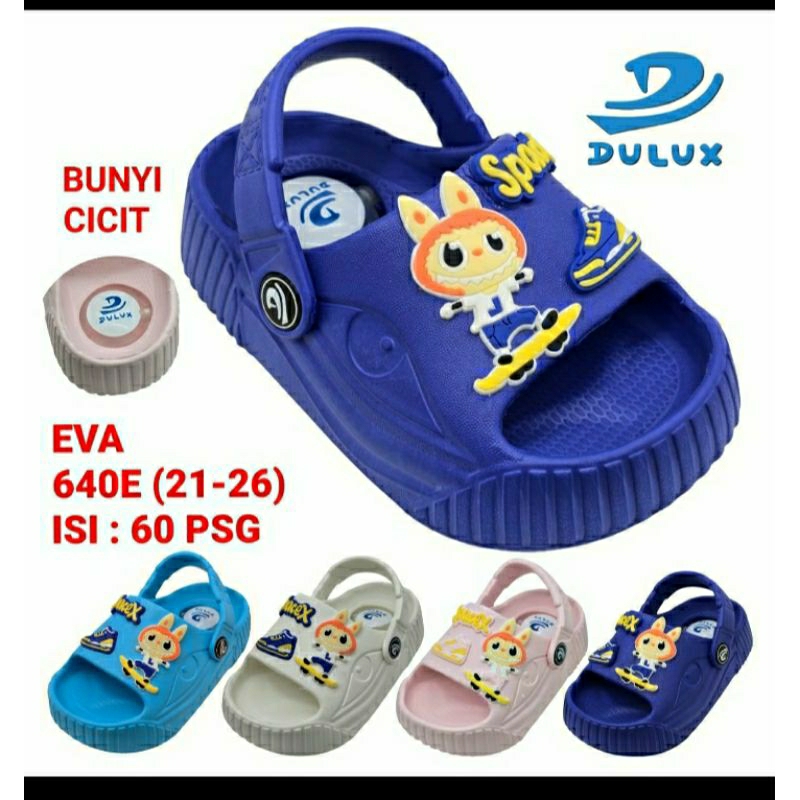 Jual Sendal Dulux karet Eva Labubu bunyi (21-26) | Shopee Indonesia