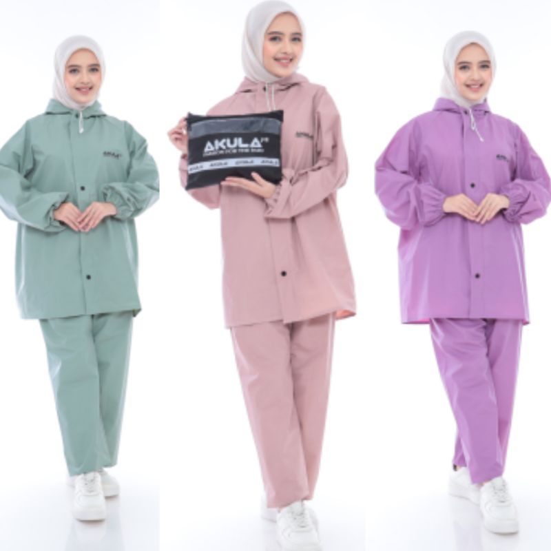 Jual Jas Hujan Raincoat Akula Terbaik Pria Wanita Bahan Premium PVC Karet Elastis Anti Rembes ...