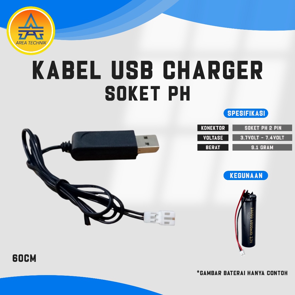 Jual Kabel Casan USB Soket JST PH 2.0 2 Pin Panjang Kabel 60cm | Shopee ...