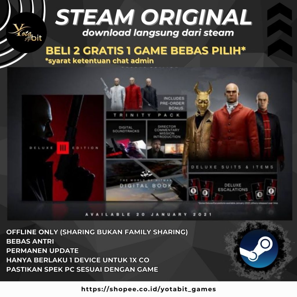 Jual HITMAN 3 DELUXE + 7 DEADLY SINS PACK FULL DLC PC Sharing Original Offline | Shopee Indonesia