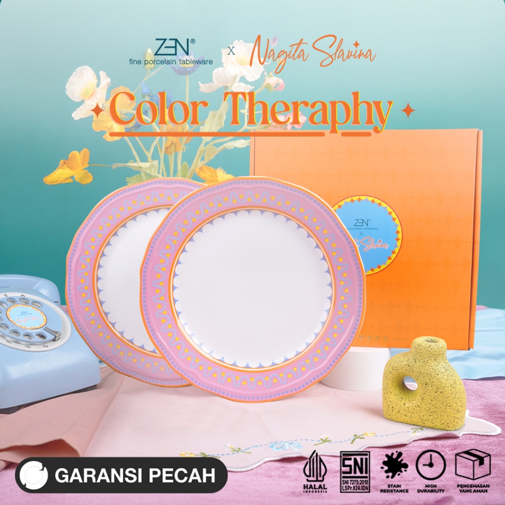 Jual ZEN X Nagita Slavina Piring Makan Keramik Soft Pink Color Therapy ...