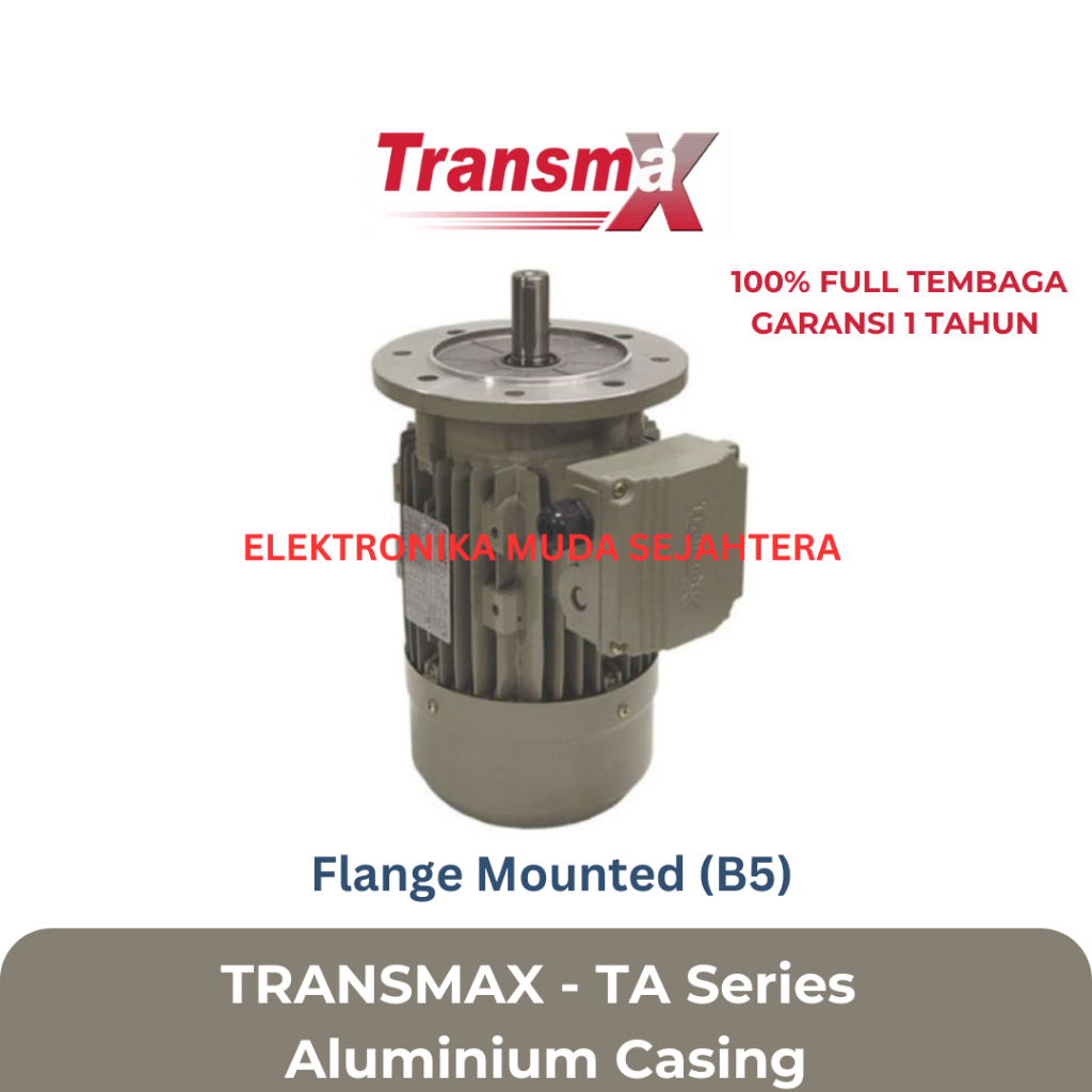Jual TRANSMAX DINAMO MOTOR 0.75 KW / 1 HP 3 PHASE 220V/380V B5 FLANGE ...
