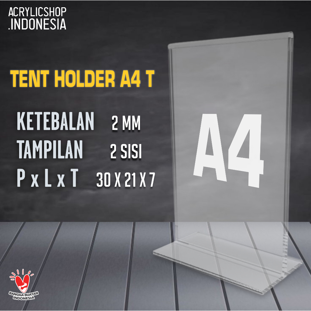 Jual Akrilik Tempat Brosur A4 / Acrylic Tent Card Holder Stand 2 sisi ...