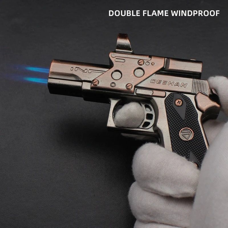 Jual Izuka Lighter Korek Api Gas Motif Pistol Bara Api Jet Double Las ...