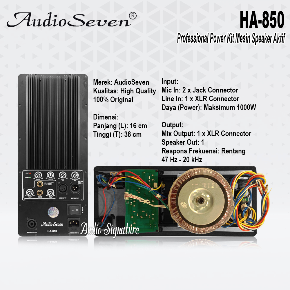 Jual Mesin Kit Speaker Aktif AUDIO SEVEN HA 850 | HA850 Original Ukuran 16x38 | Shopee Indonesia