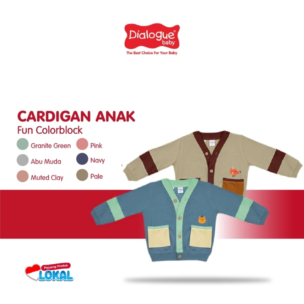 Jual Dialogue Baby Cardigan Anak Fun Colorblock DAS7021 DAS7022 DAS7023 ...