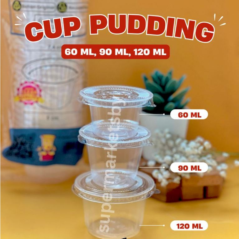 Jual [HOK] Cup Pudding 60ml 90ml 120ml untuk Jelly / Puding / Agar Agar / Saos / Wadah Gelas ...
